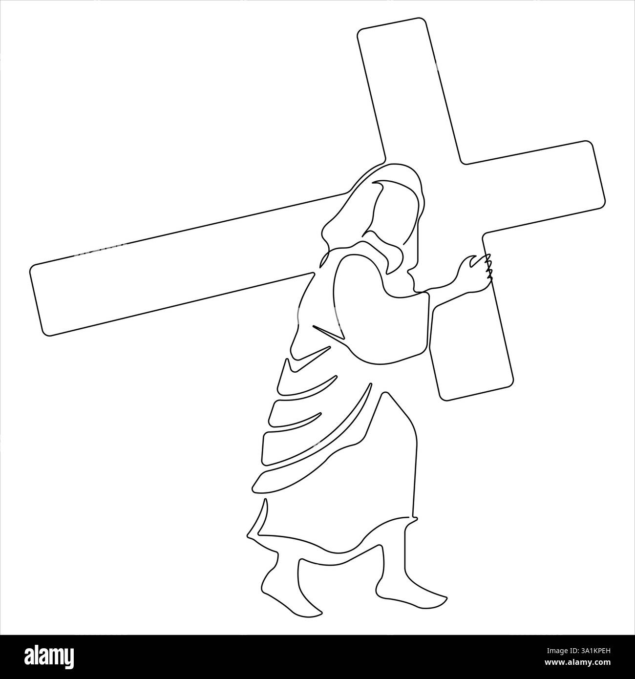 Continuous single line art drawing of Christian prayer, outline art ...