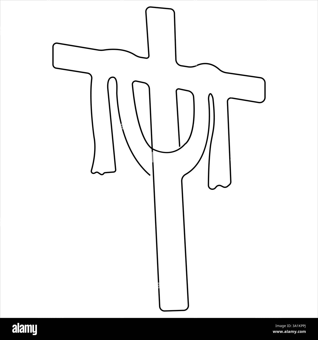 Continuous single line art drawing of Christian prayer, outline art ...
