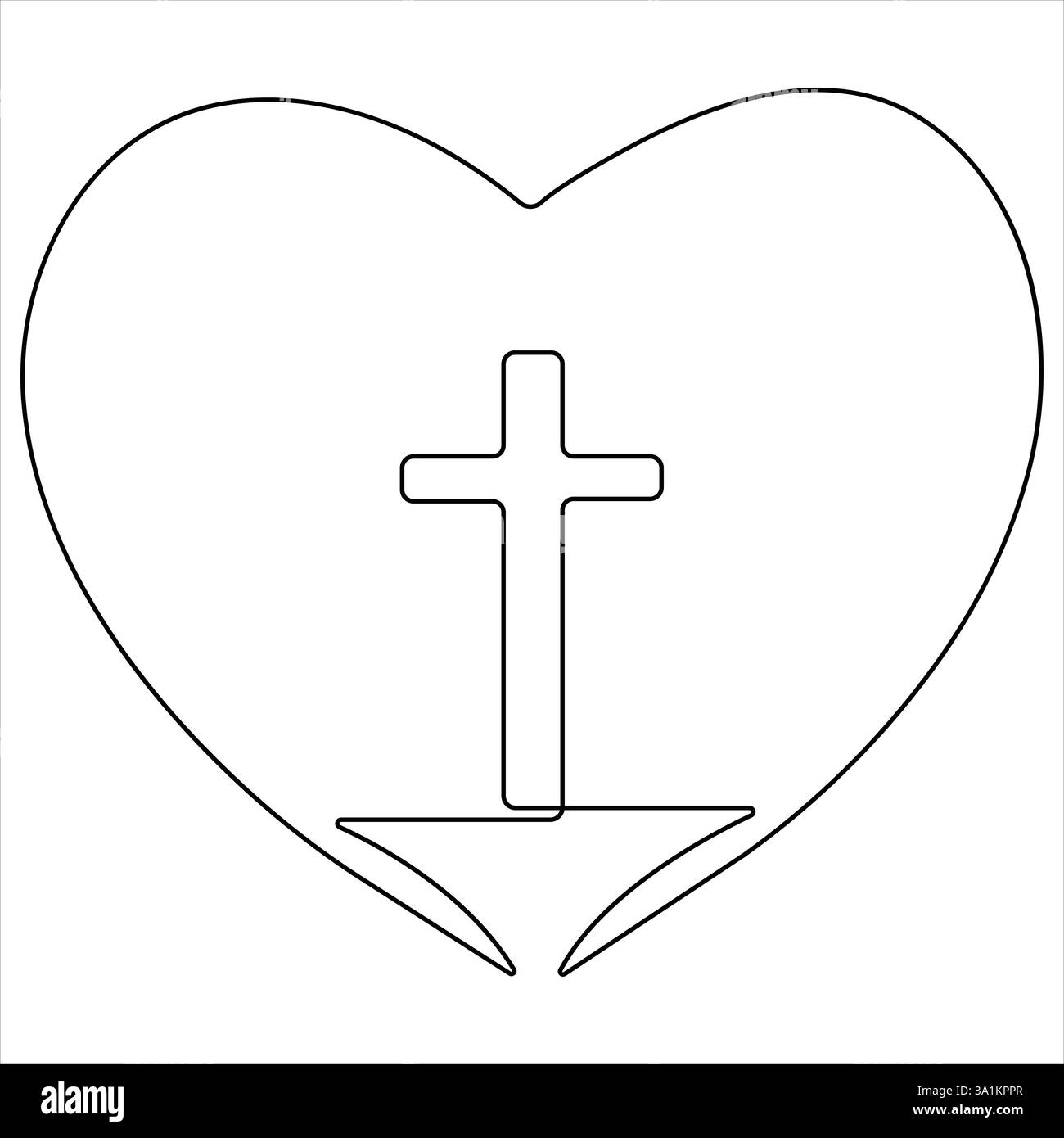 Continuous single line art drawing of Christian prayer, outline art ...