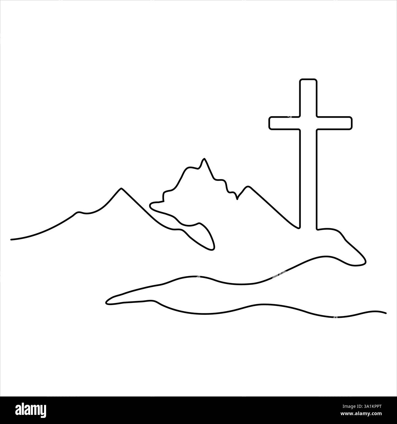Continuous single line art drawing of Christian prayer, outline art ...