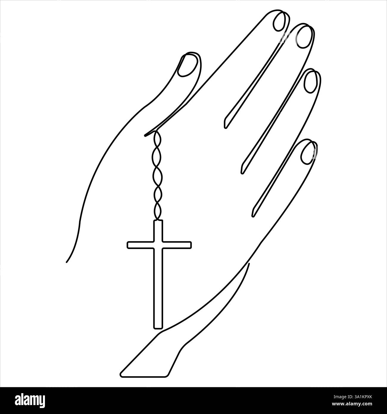 Praying Hands With Rosary Outline Vector Praying Hands Ai Vectors