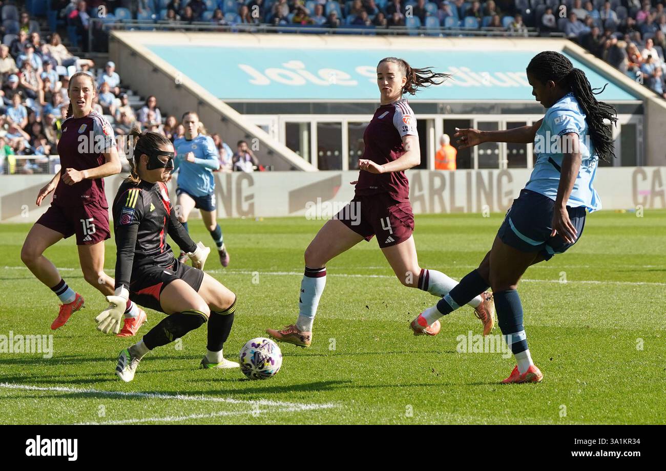 Manchester City's Khadija Shaw scores their side's first goal of the ...