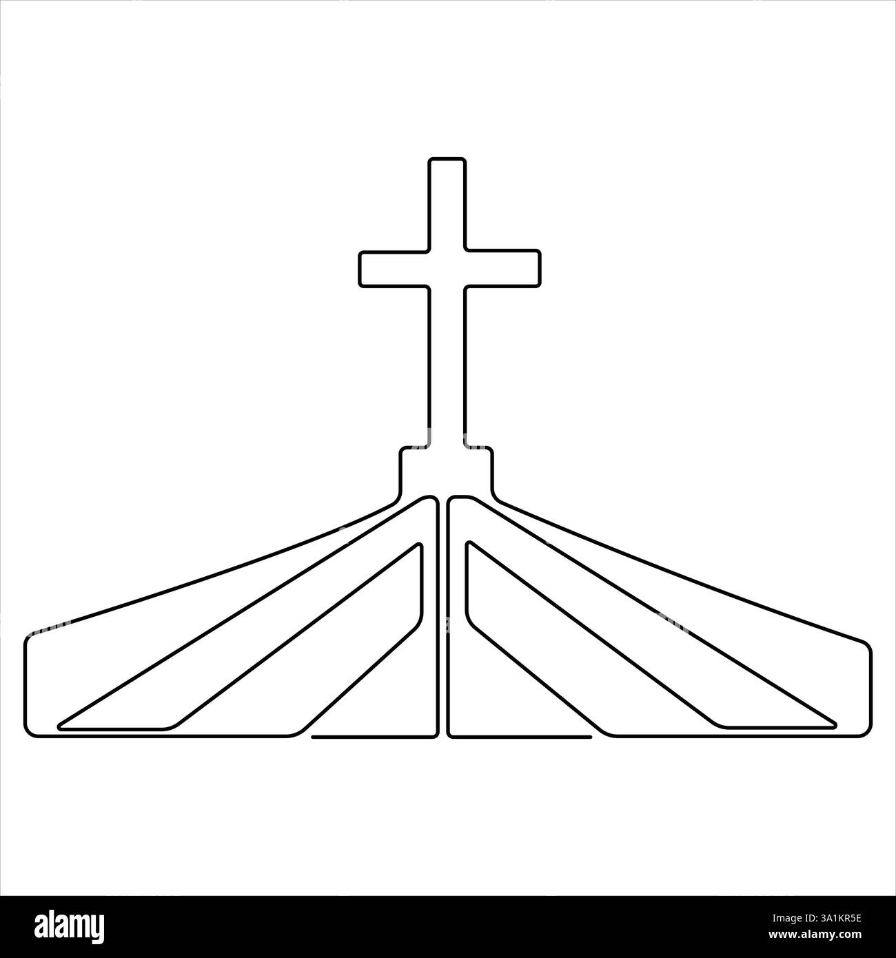 Continuous single line art drawing of Christian prayer, outline art ...