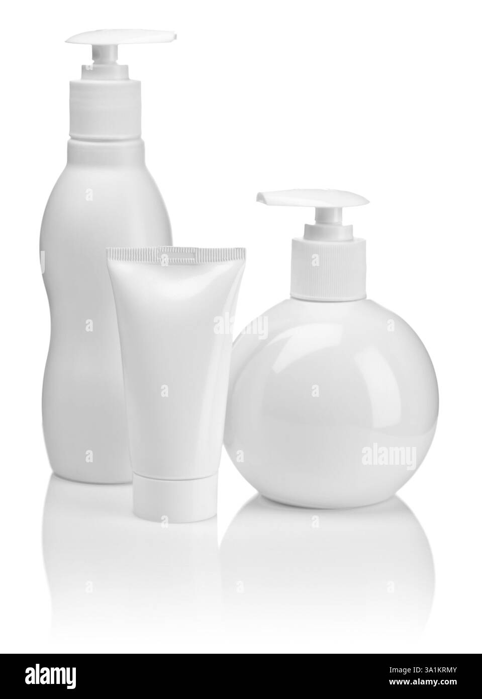 Plastic bottles with tube isolated Stock Photo - Alamy