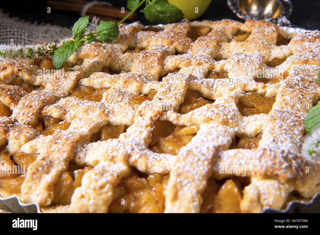 Tasty Apple pie with lattice upper crust Stock Photo - Alamy