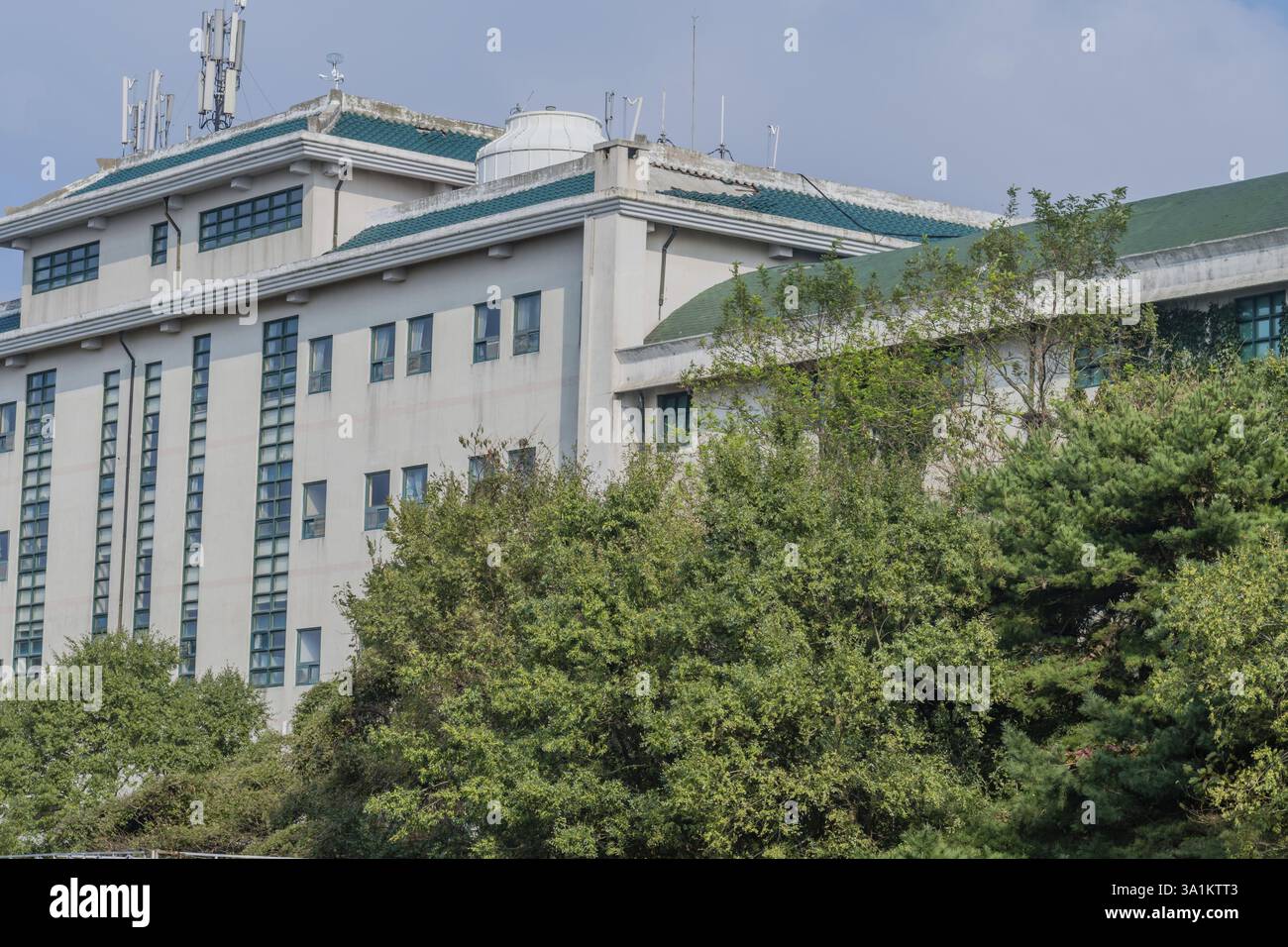 Gunsan, South Korea, September 30, 2020: Exterior of abandoned hotel ...