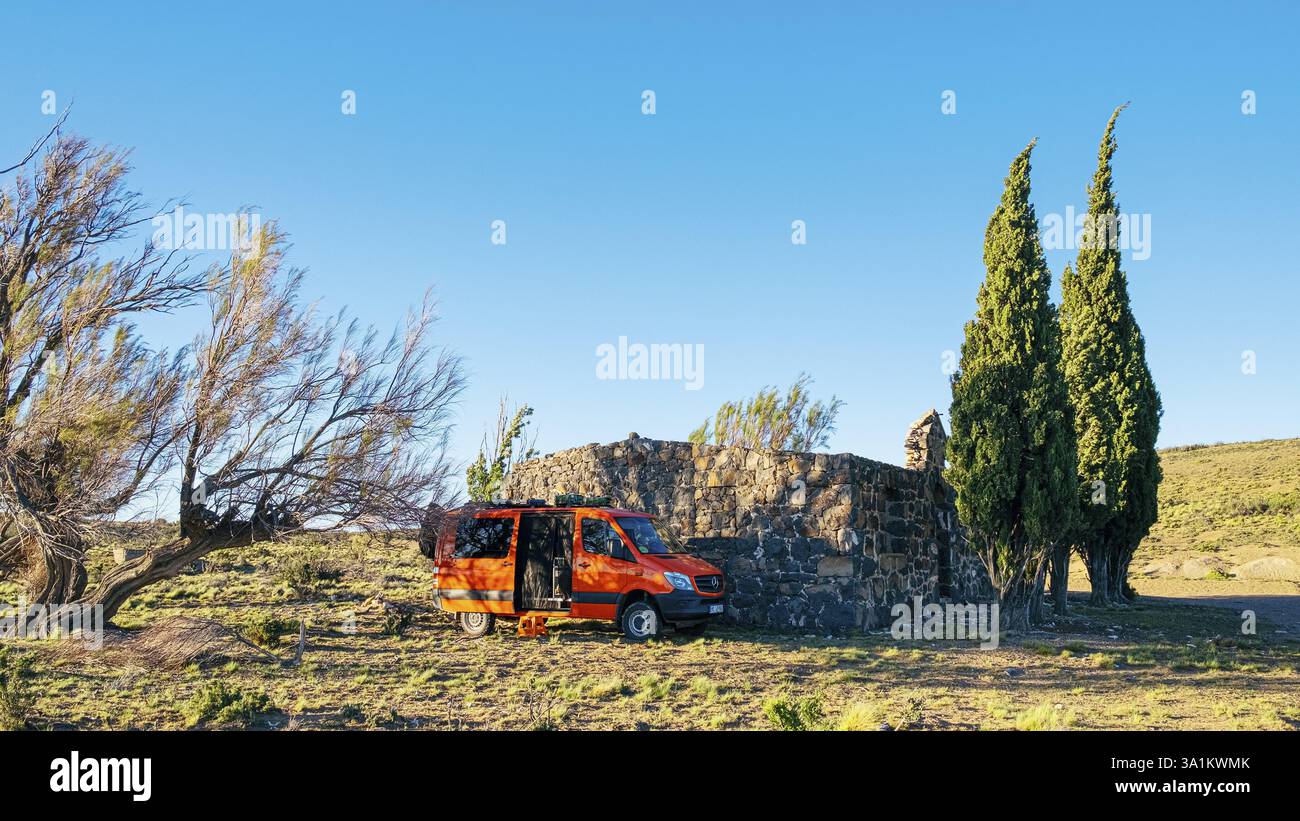 4x4 camper van standing next to the former Police detachment of the ...