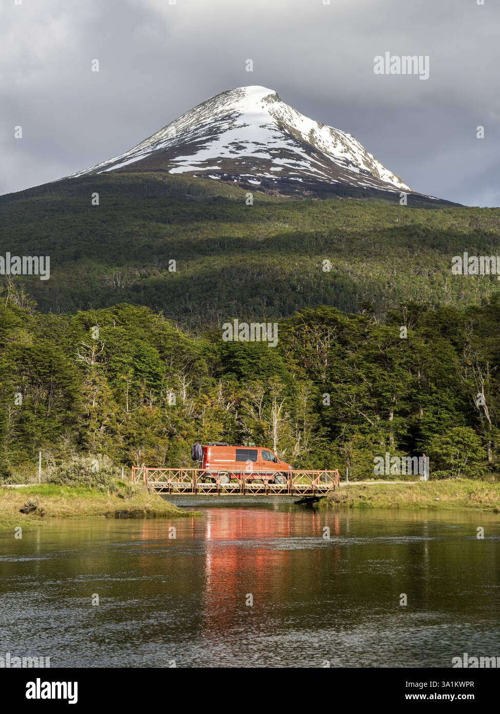 4x4 campervan n front of Cerro Condor, Tierra del Fuego National Park ...