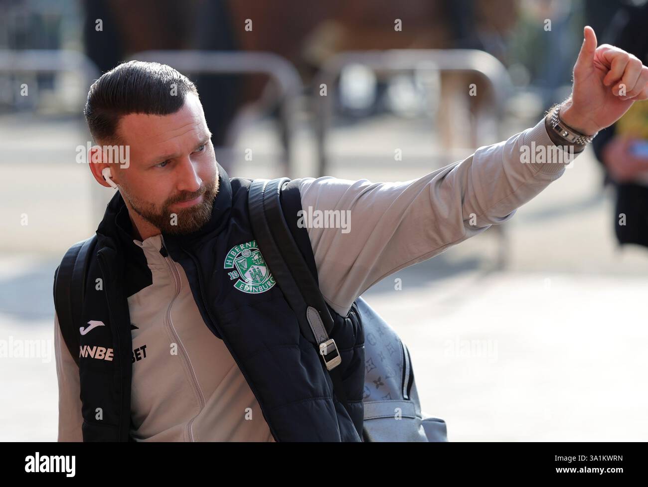 Hibernian's Martin Boyle arrives ahead of the Scottish Gas Men's ...