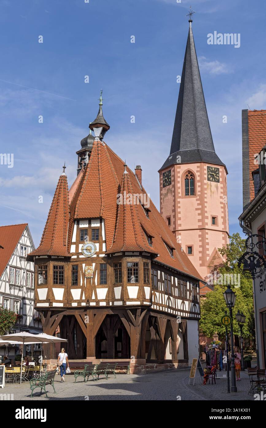 Old town hall, late medieval half-timbered building with oriels ...