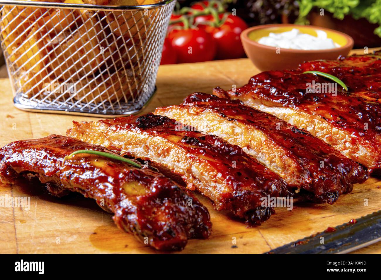 BBQ spare ribs from a charcoal grill Stock Photo - Alamy
