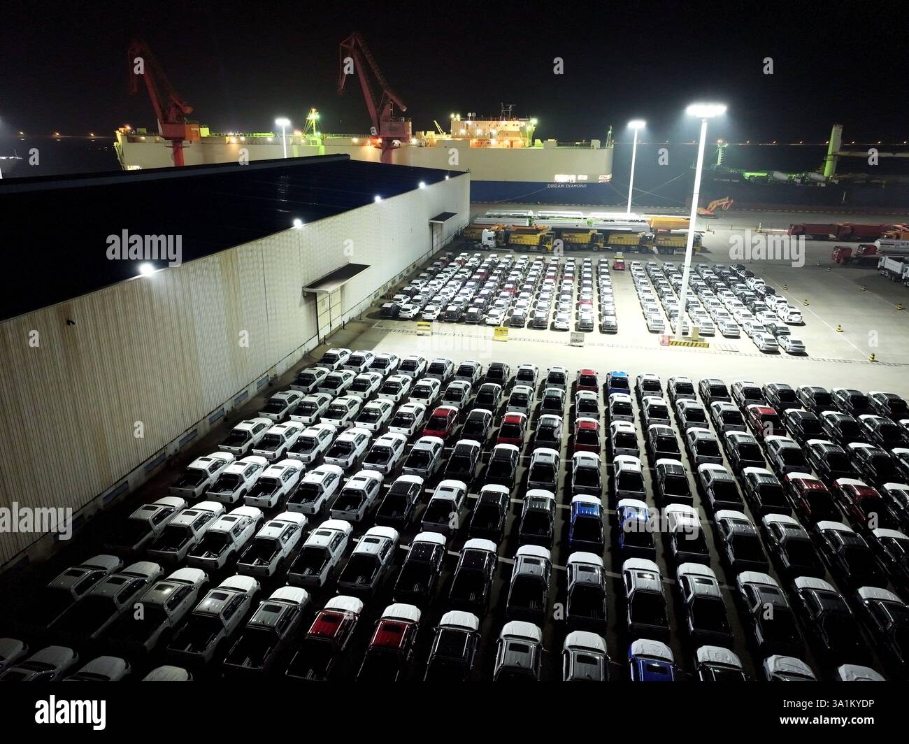 LIANYUNGANG, CHINA - MARCH 9, 2025 - Ro-ro ships stop at a berth to ...