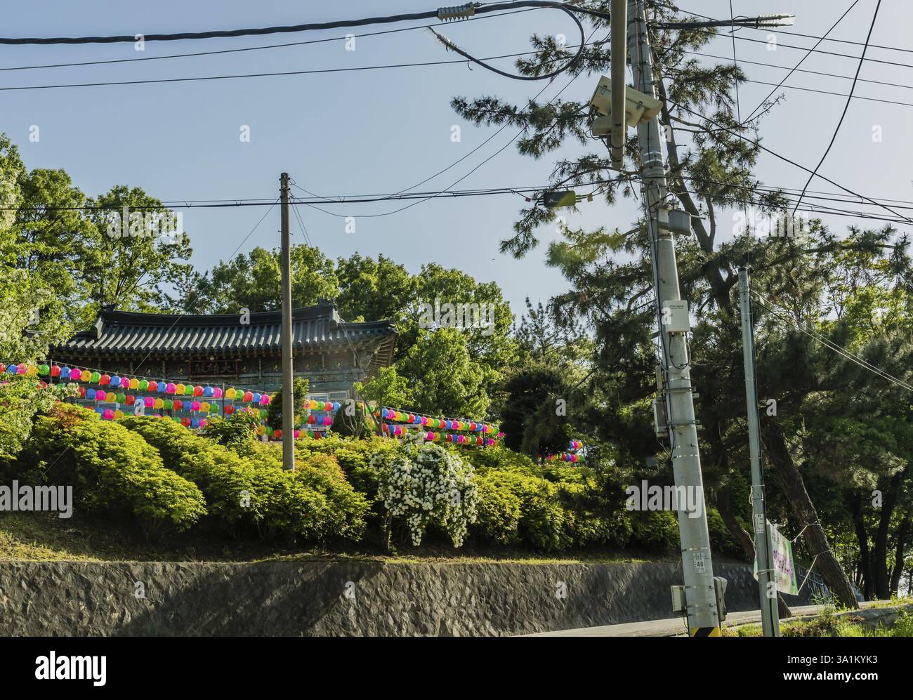 Daejeon, South Korea, May 13, 2020: Buddhist temple building on hill ...