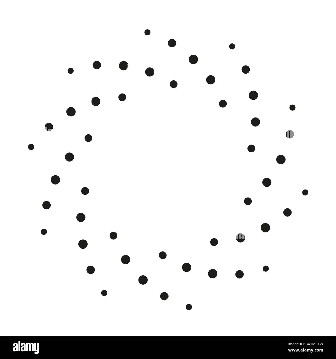 Black grey dotted simple rosette object on white background.Swirl shape ...