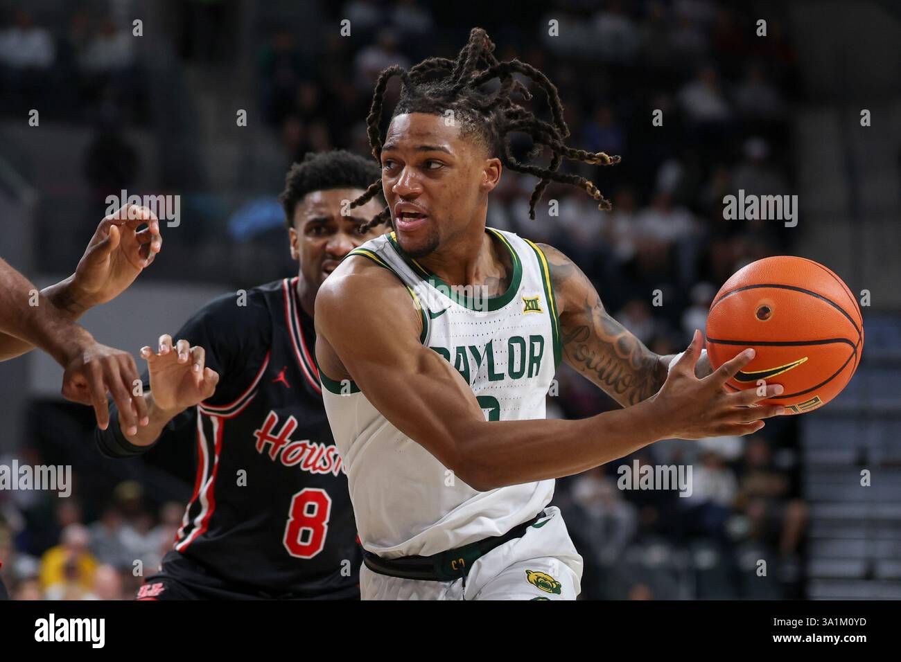 WACO, TX - MARCH 08: Baylor Bears guard Jayden Nunn (2) drives with the ...