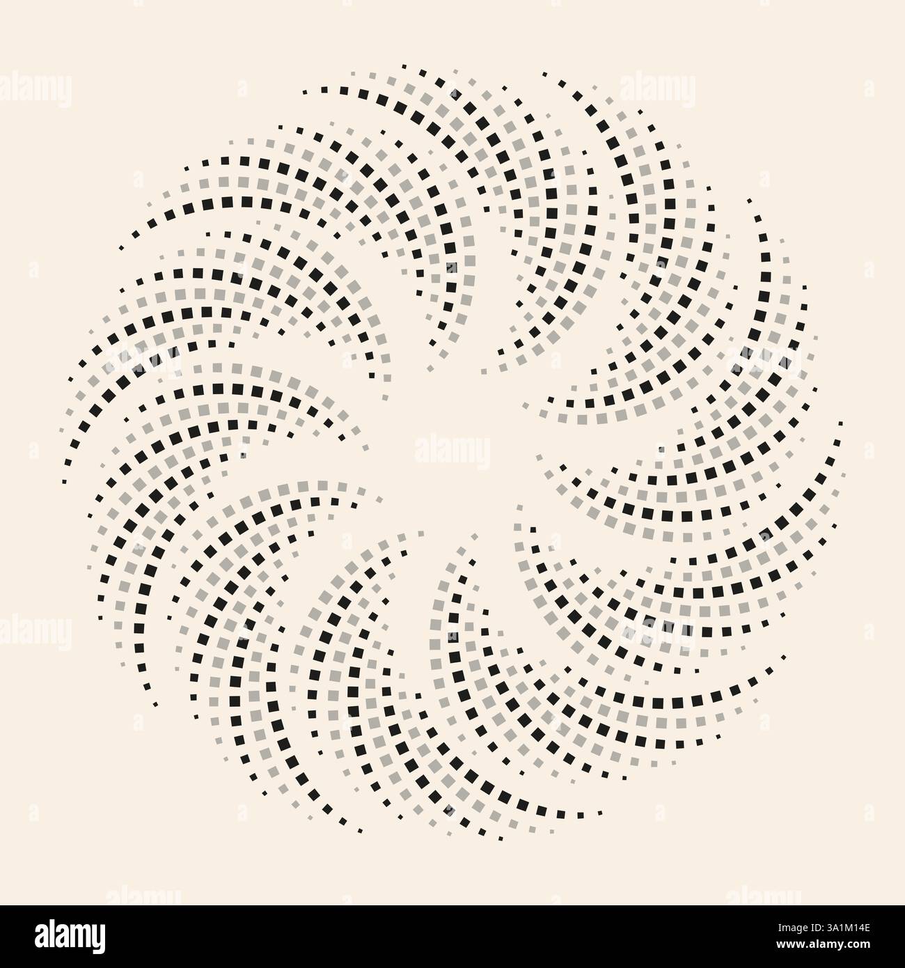 Black dotted twirl rosette object on beige background. Design element ...