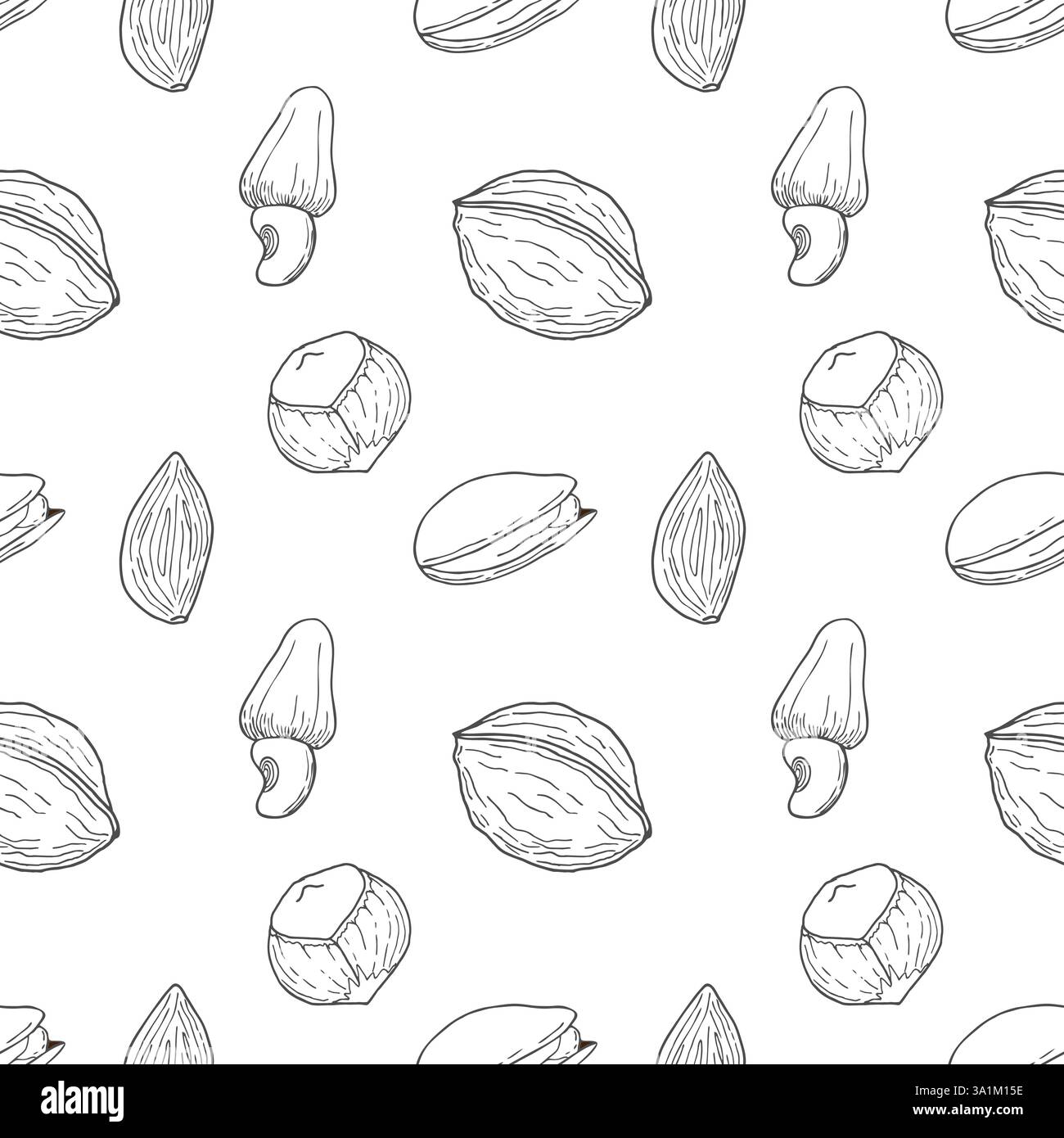 Healthy food nuts and seeds, seamless pattern with walnut, hazelnut ...