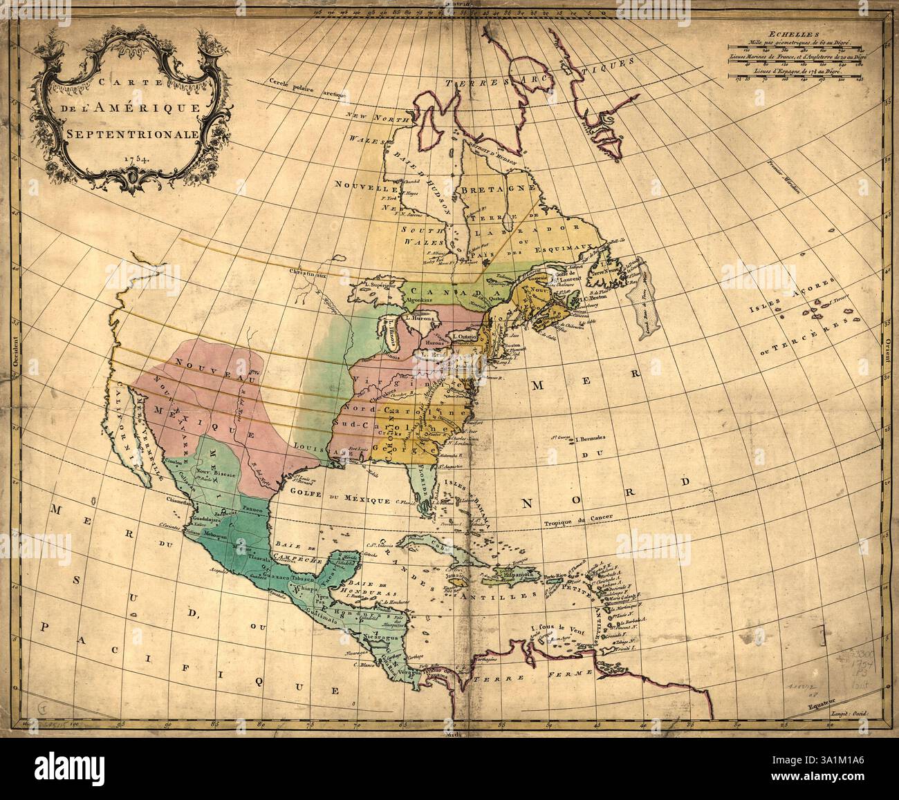 Map of North America, 1754 Stock Photo - Alamy