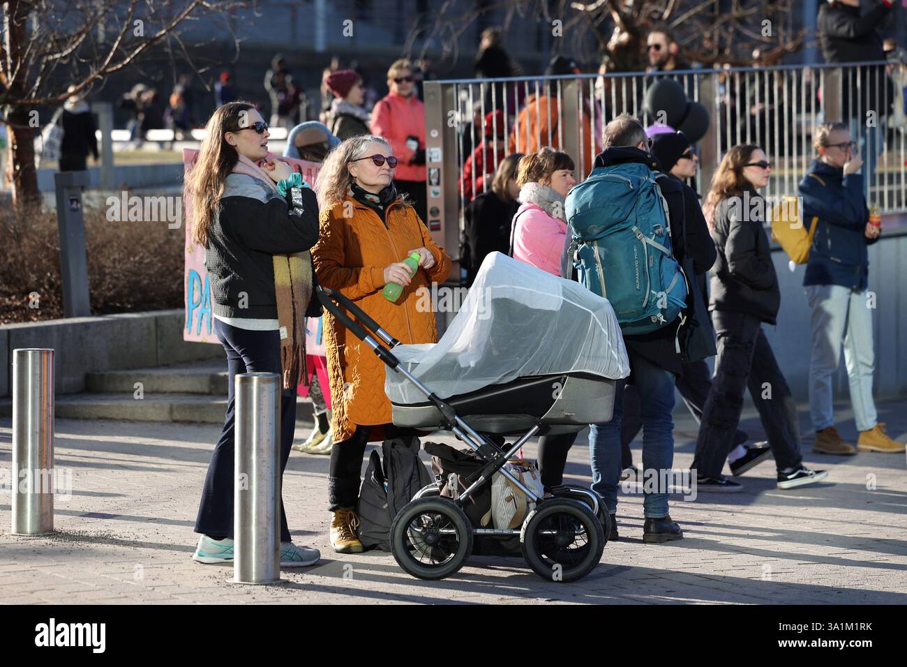 March 8, 2025, Helsinki, Uusimaa, Finland: People enjoy warm weather on ...