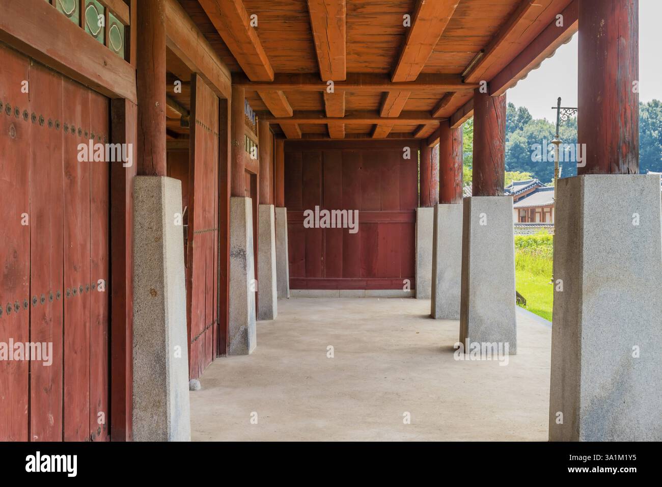 Gongju, South Korea, August 5, 2019: Traditional style oriental portico ...