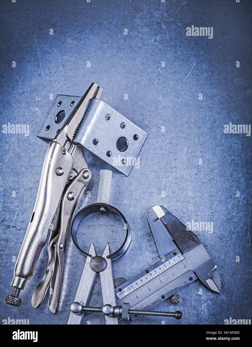 Metal lock jaw pliers slide caliper perforated mounting brackets ...