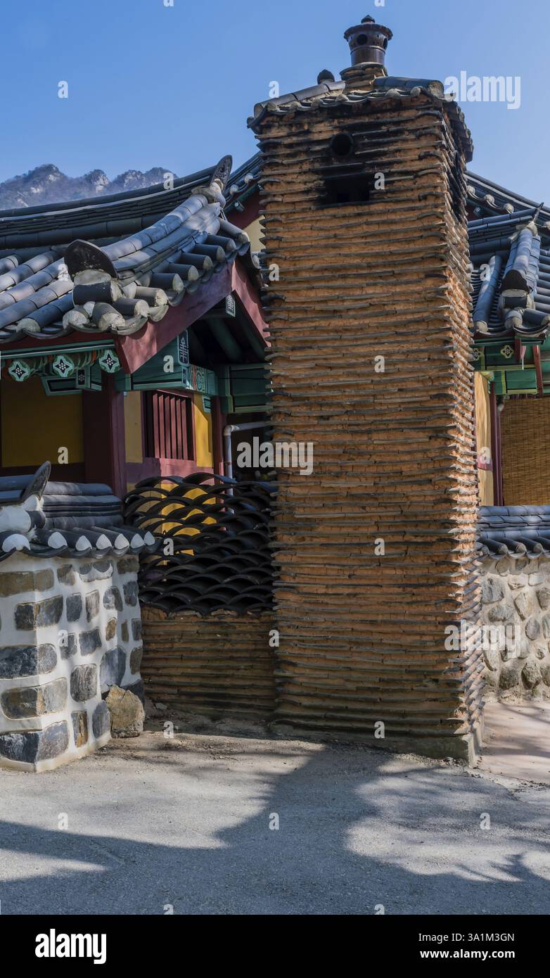 Daejeon, South Korea, April 29, 2020: Exterior view of mud and stone ...