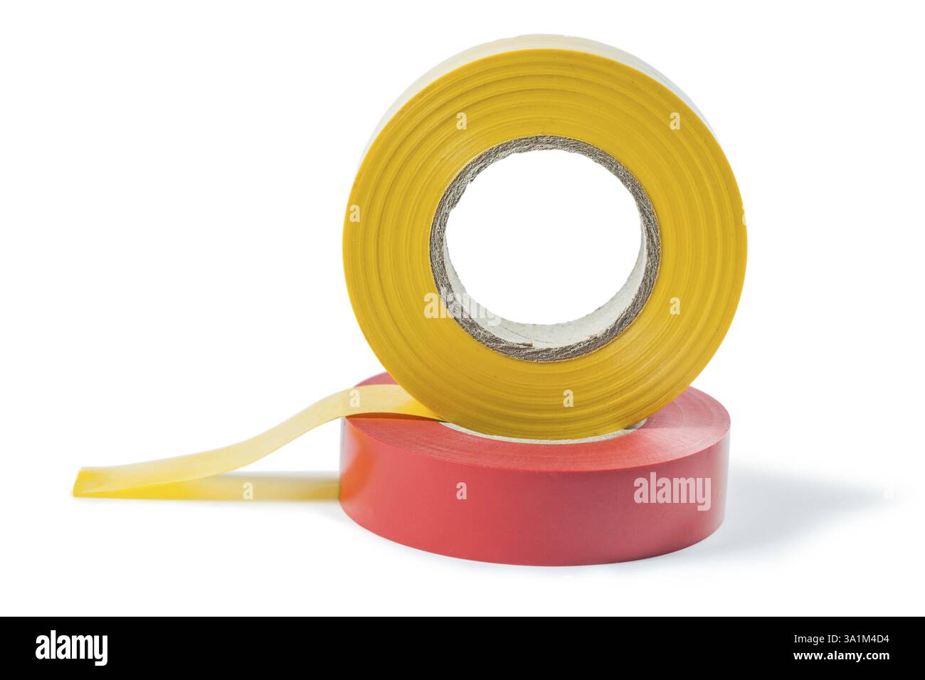 Red and yellow insulation tape rolls isolated on white Stock Photo - Alamy