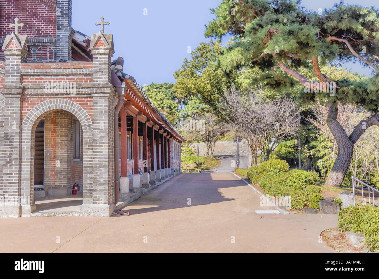 Iksan, South Korea, October 12, 2022: Side view of main chapel of ...