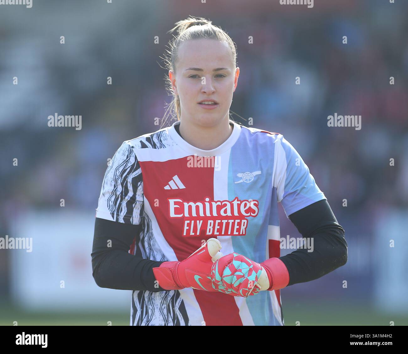 Borehamwood, England, March 09 2025: Goalkeeper Daphne van Domselaar ...