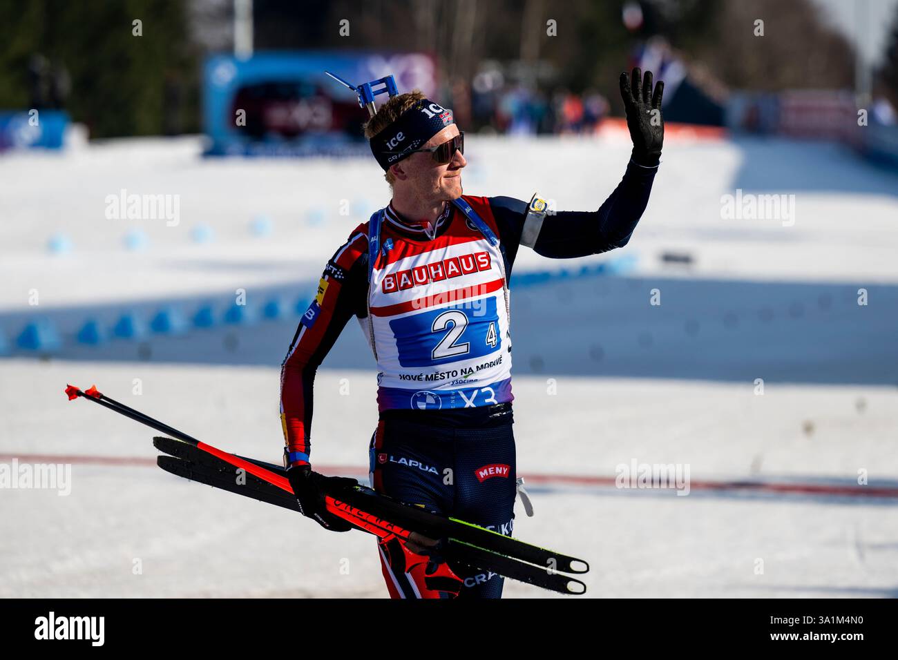 Johannes Thingnes Bo from Norway greets fans after men's relay race (4 ...