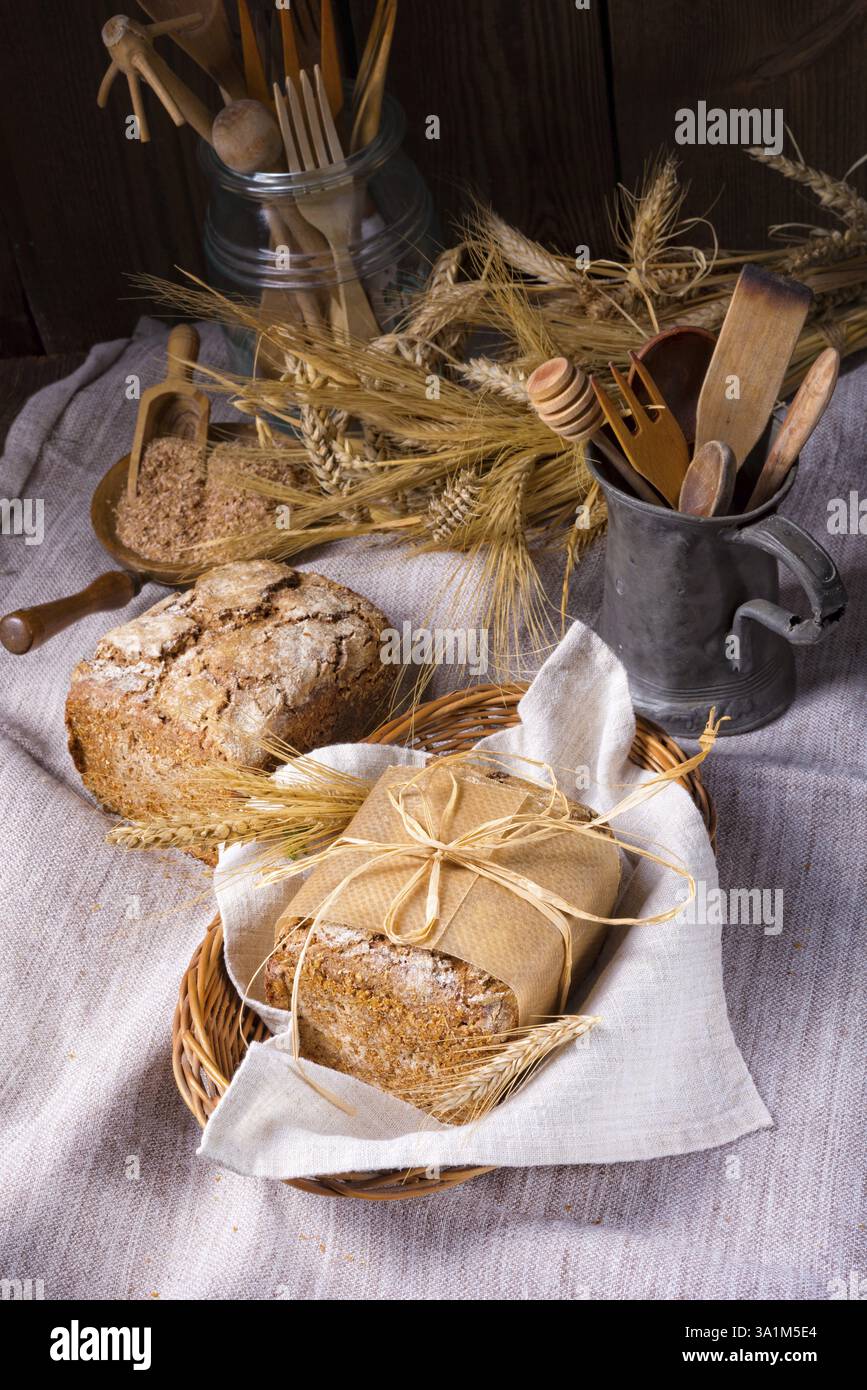 A delicious homemade wholemeal rye bread from sourdough Stock Photo - Alamy