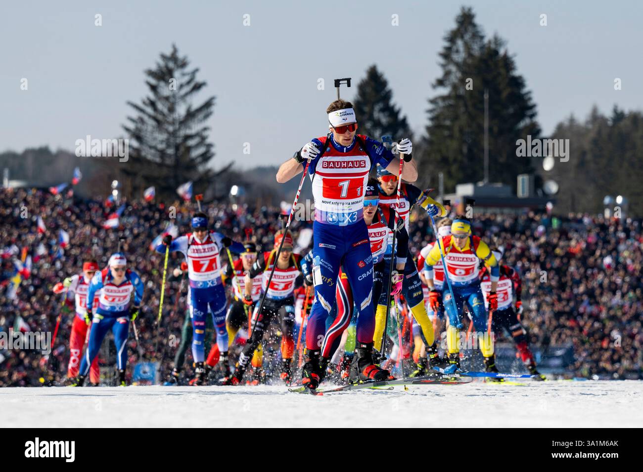 Emilien Claude from France competes in men's relay race (4 x 7, 5 km ...