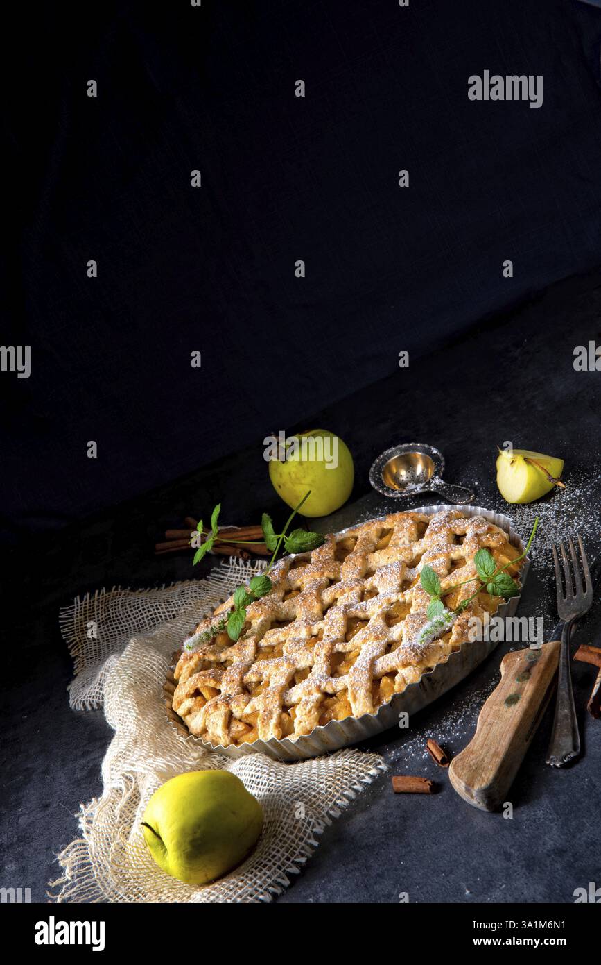 Tasty Apple pie with lattice upper crust Stock Photo - Alamy