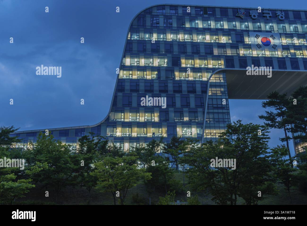 Daejeon, South Korea, June 25, 2019: Night exterior view of new Dong-gu ...