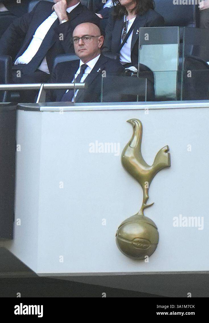Tottenham Hotspur chairman Daniel Levy watches on from the stands ...