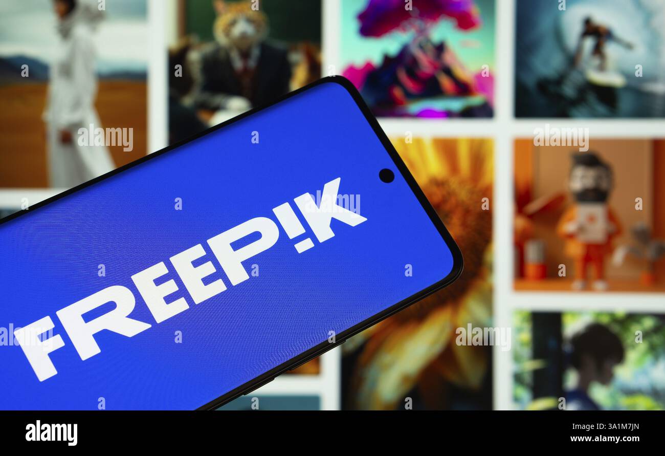 Dhaka, Bangladesh- 08 March 2025: Freepik logo is displayed on a ...