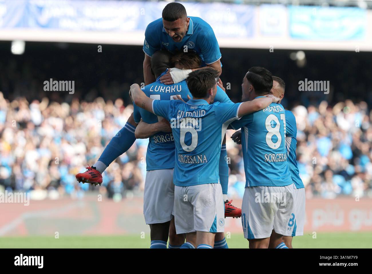 Napoli’s Romelu Lukaku celebrates after scoring goal 1-0 during the ...