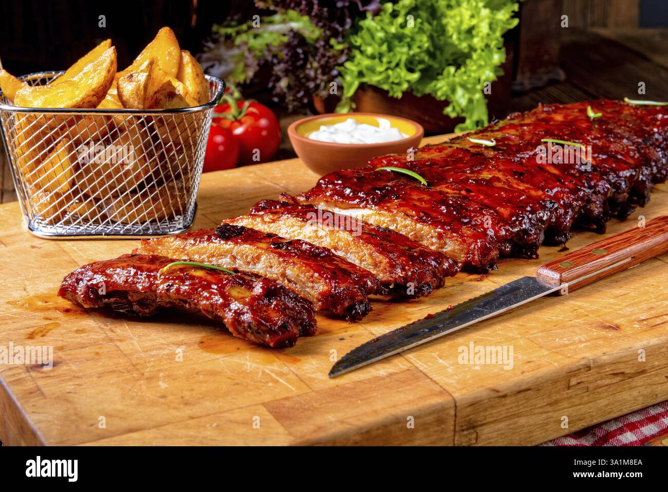 BBQ spare ribs from a charcoal grill Stock Photo - Alamy