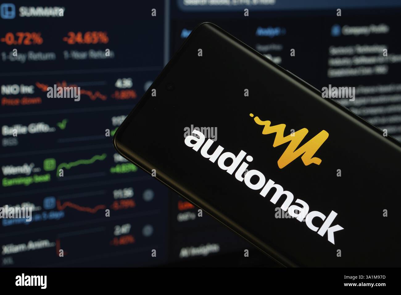 Audiomack logo is seen on a smartphone Stock Photo - Alamy