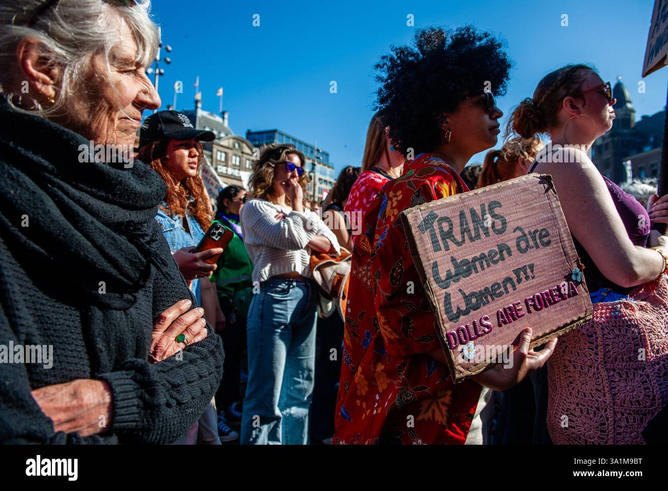 Amsterdam, Netherlands. 08th Mar, 2025. A Black woman is seen holding a ...
