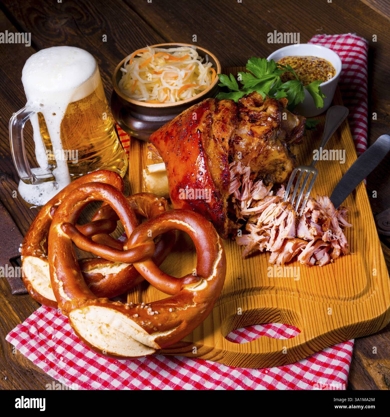 Crispy fried Bavarian pork knuckle with soft meat Stock Photo - Alamy