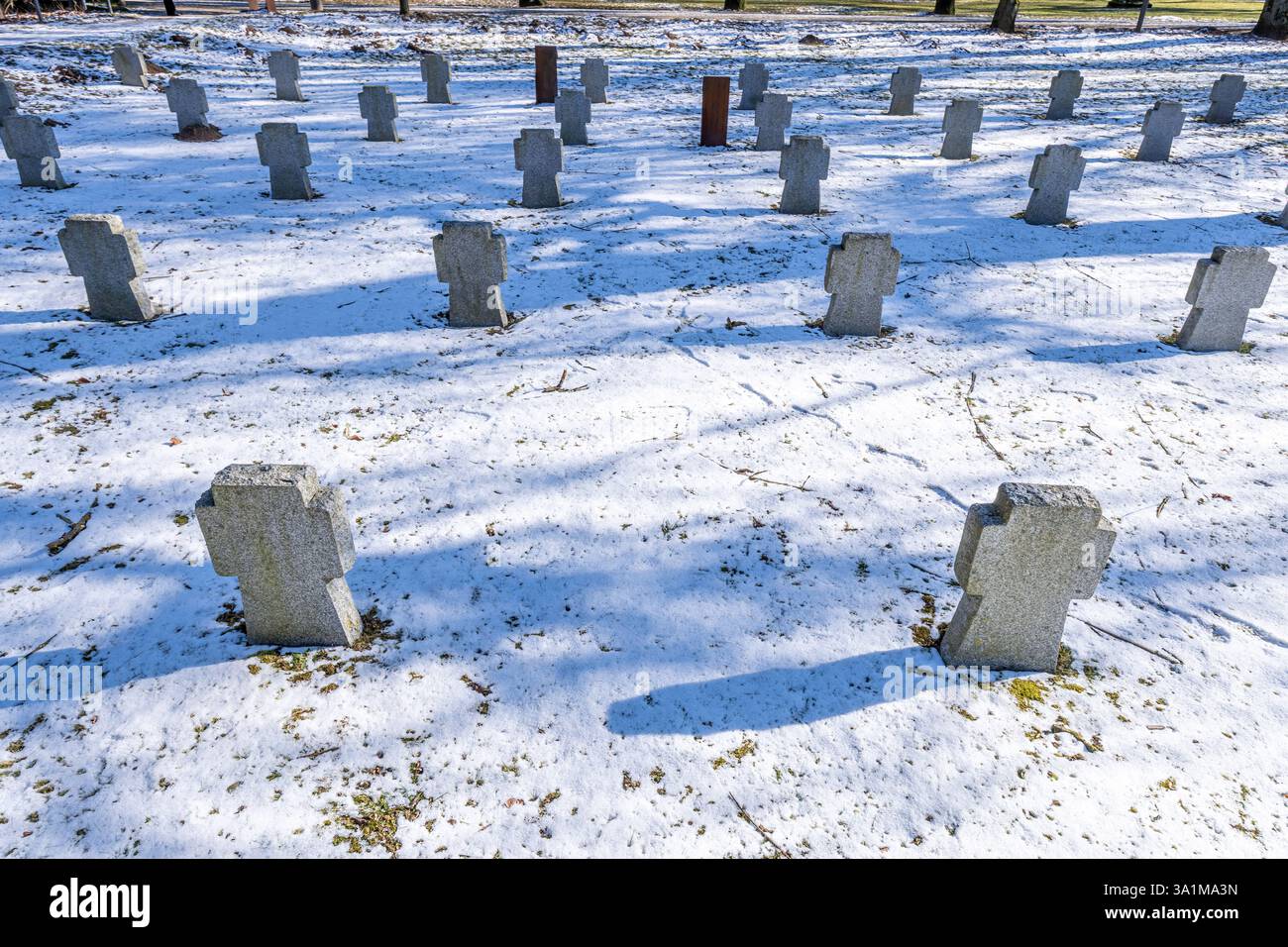 granite crosses on a soldier cemetery in winter Stock Photo - Alamy