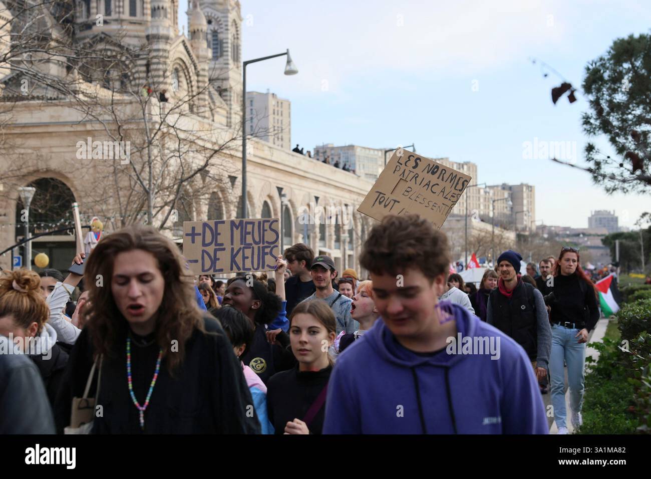 The signs held by the protesters display messages of support for the ...