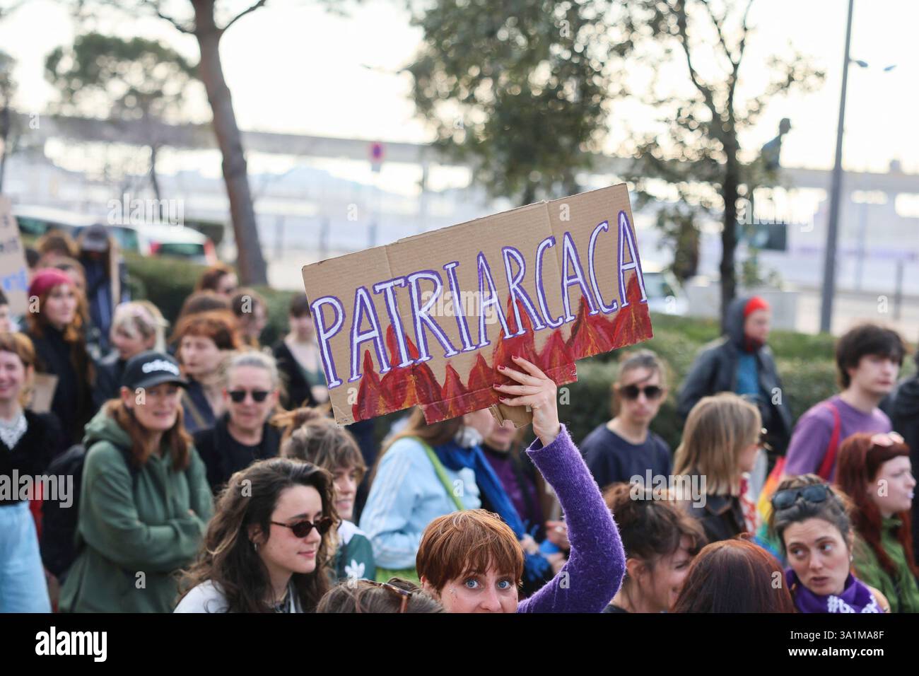 Marseille, France. 09th Mar, 2025. The signs held by the protesters ...