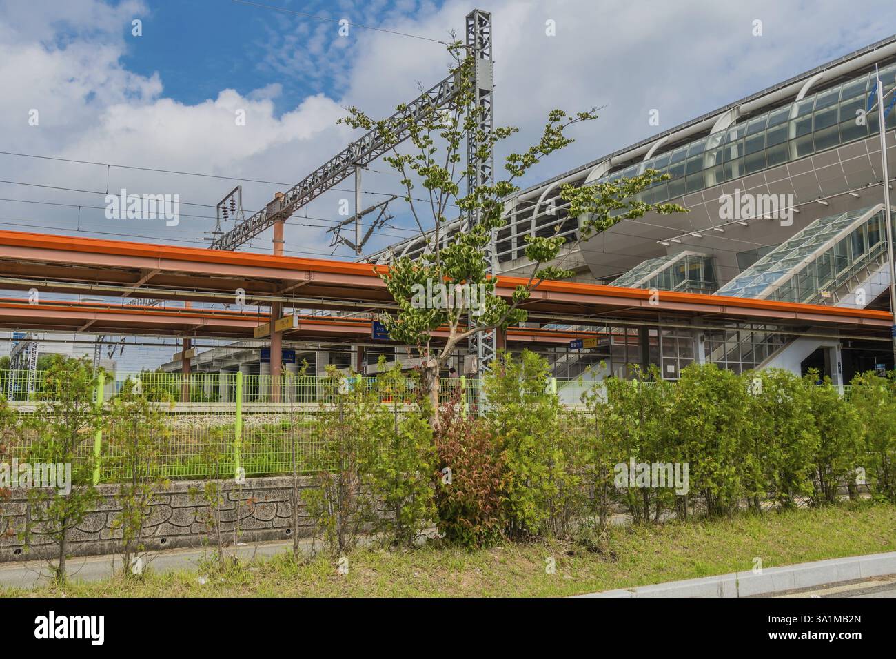 Osong, South Korea, July 23, 2019: Platforms at Osong railway station ...