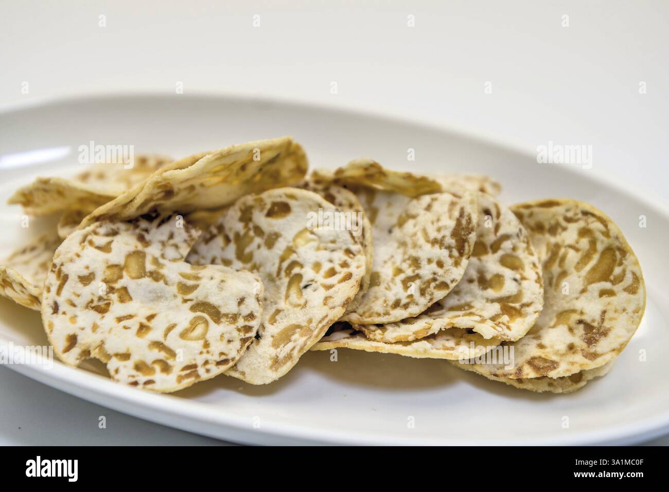 Daejeon, South Korea, January 15, 2025. High fiber tempeh chips on ...