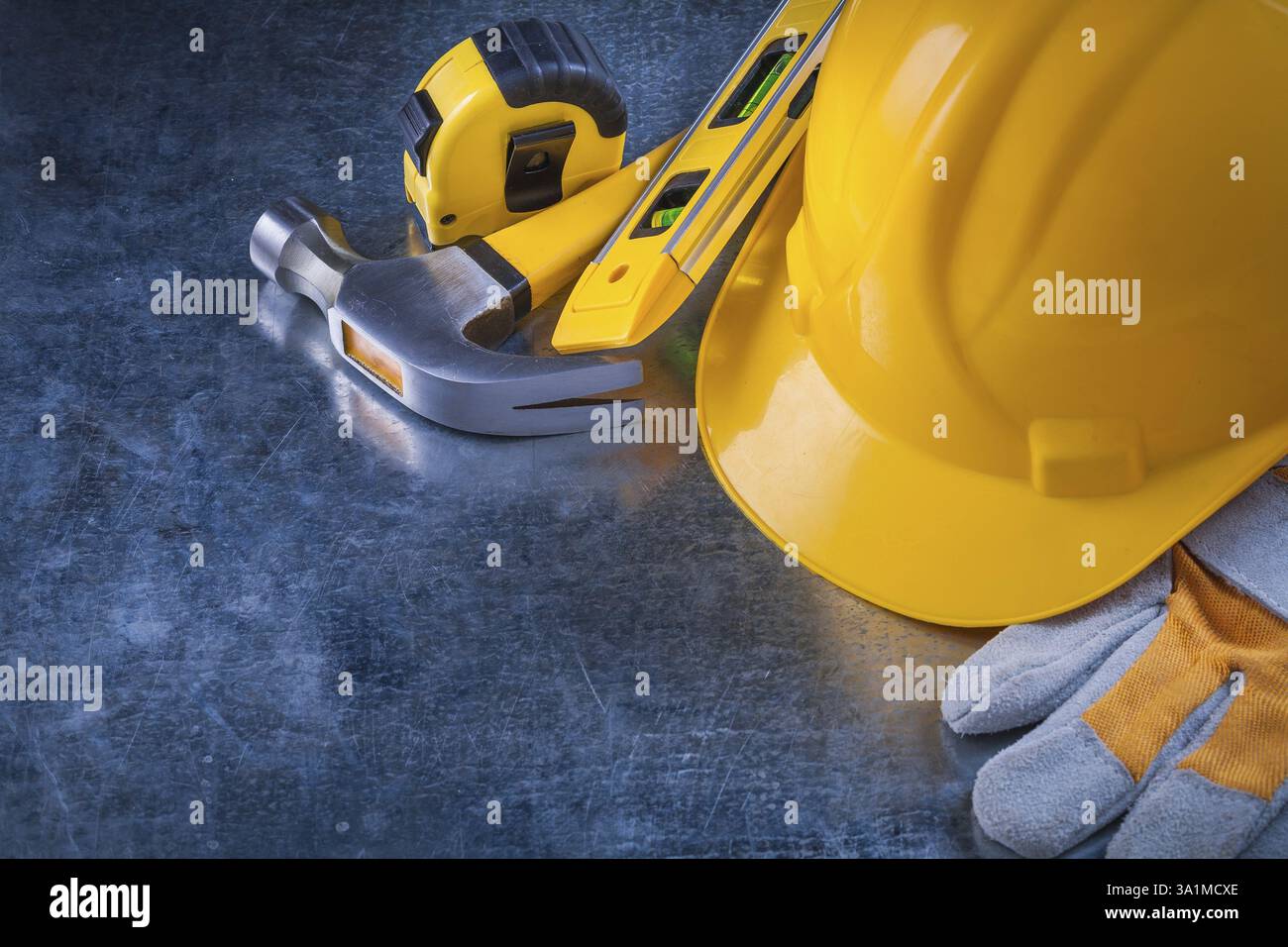 Protective gloves building helmet construction level tape-line and ...