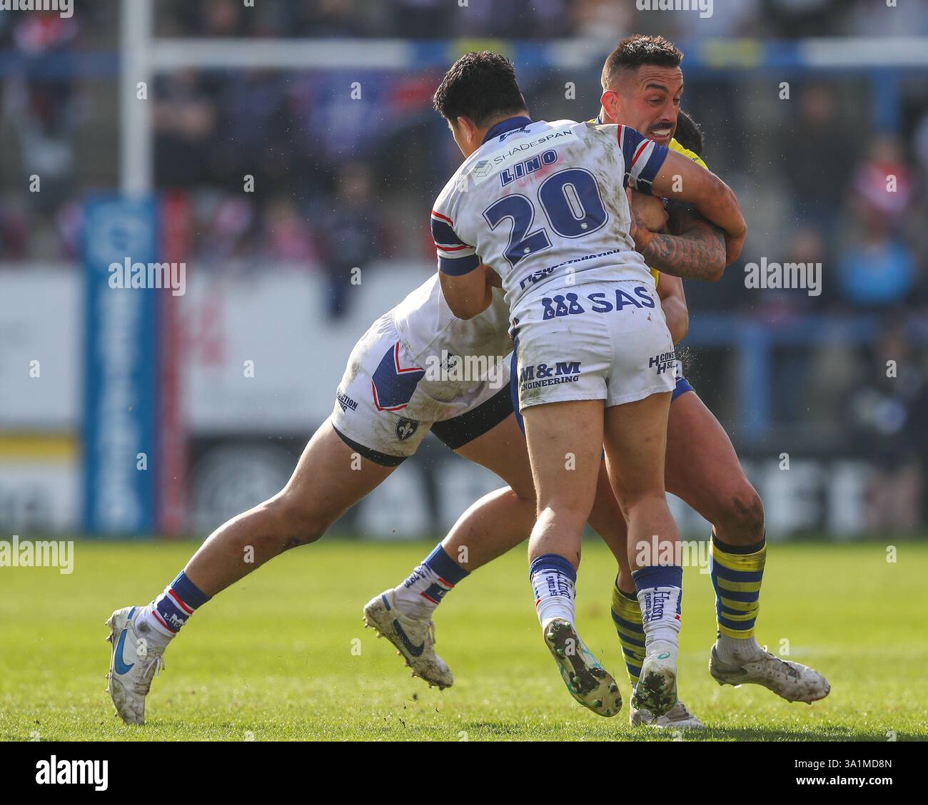 Warrington, UK. 09th Mar, 2025. Paul Vaughan of Warrington Wolves is ...