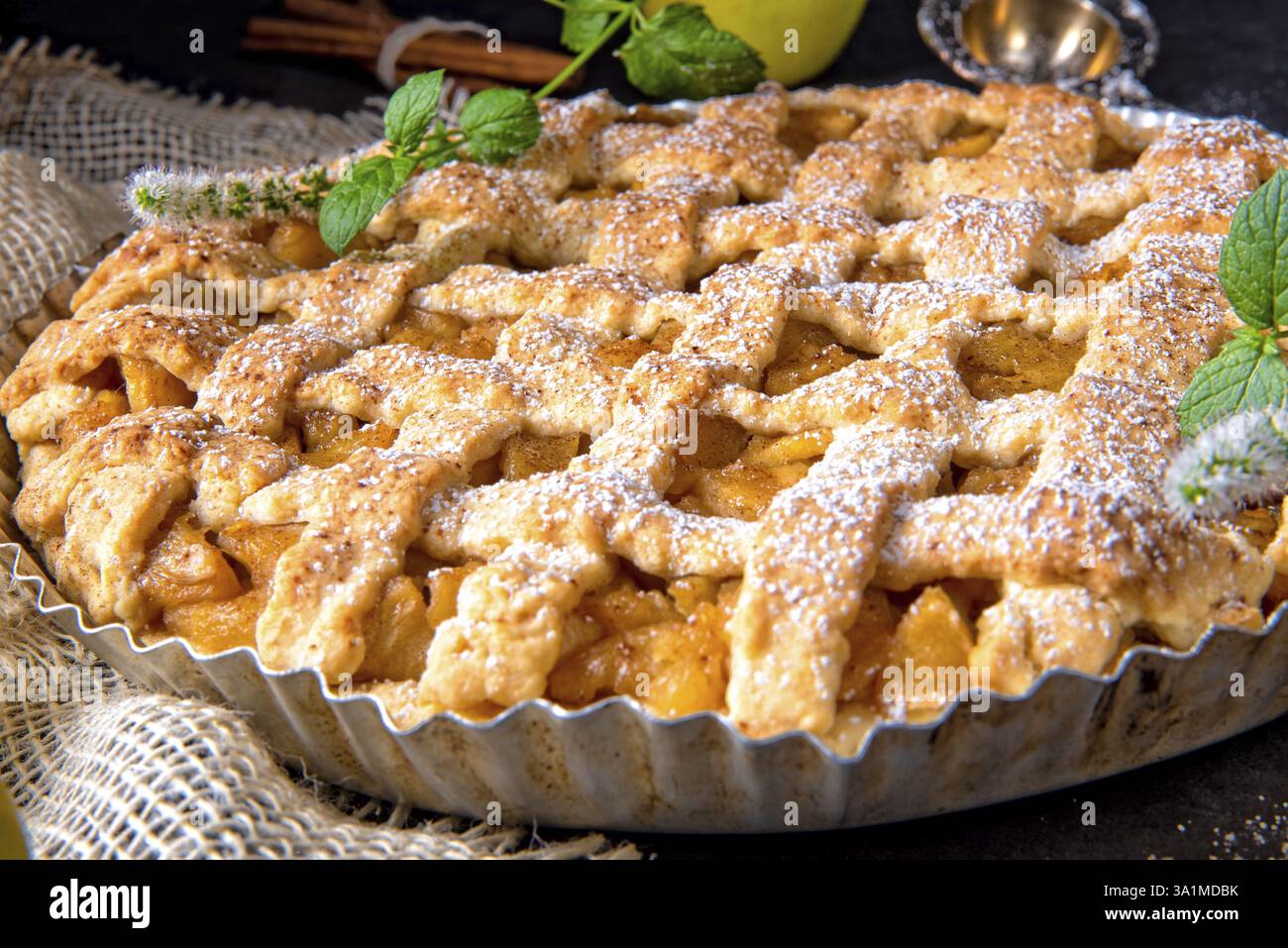Tasty Apple pie with lattice upper crust Stock Photo - Alamy