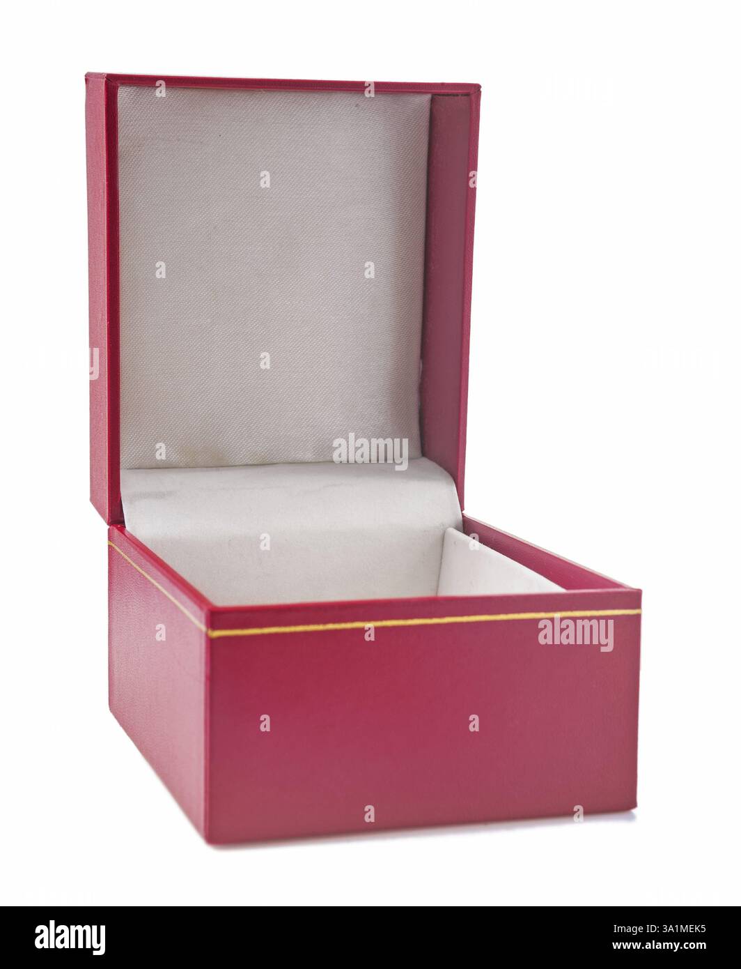Opened red gift box covered with soft textured leather isolated Stock ...